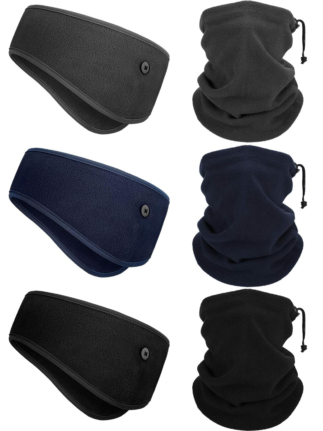 6 Pieces Winter Fleece Ear Warmer Headband Ear Muffs Head Wraps with ...