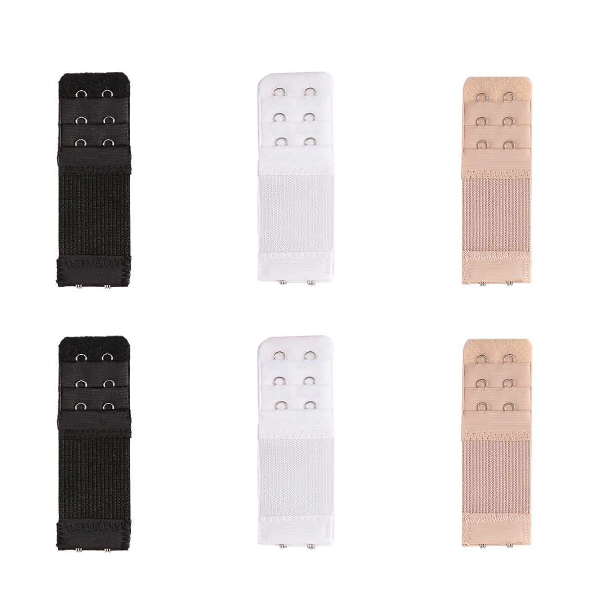 6 Pieces Women's Elastic Bra Extenders Bra Extension Strap 2 Hook 3 Row ...