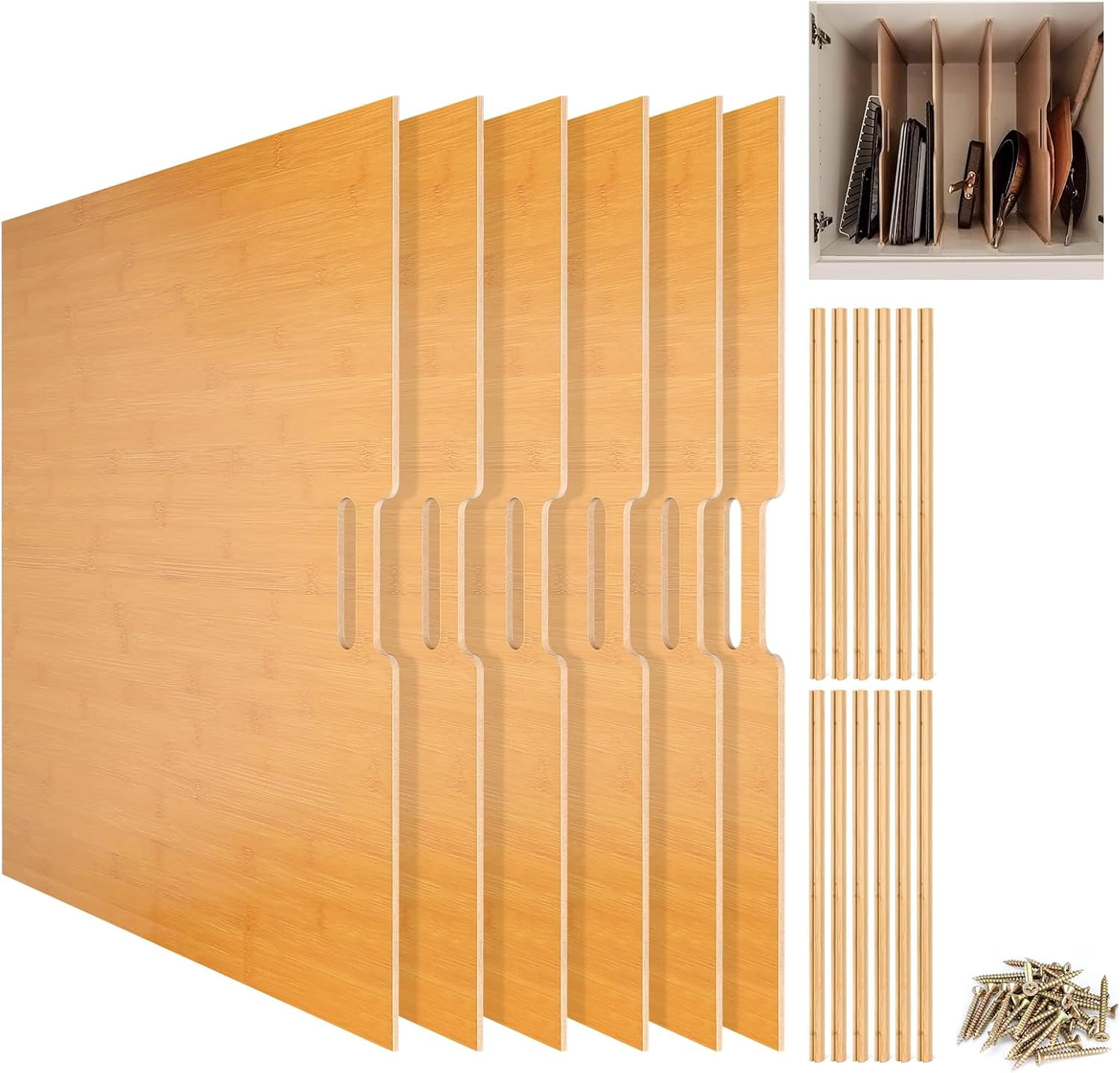 6 Pieces Wood Cabinet Dividers for Baking Sheets,DIY Kitchen Cabinet ...