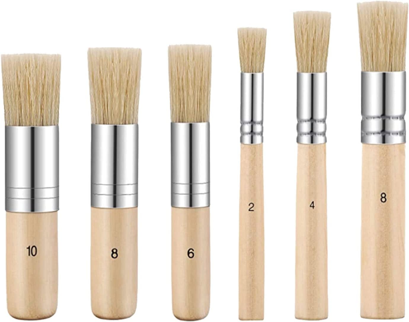 6 Pieces Wooden Stencil Brushes, Natural Bristle Stencil Brushes, Wooden Paint Stencil Brushes ...