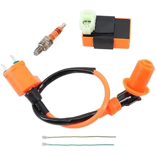 6-Pin CDI Box Ignition Coil & A7TJC Spark Plug Set (Orange) Applicable ...