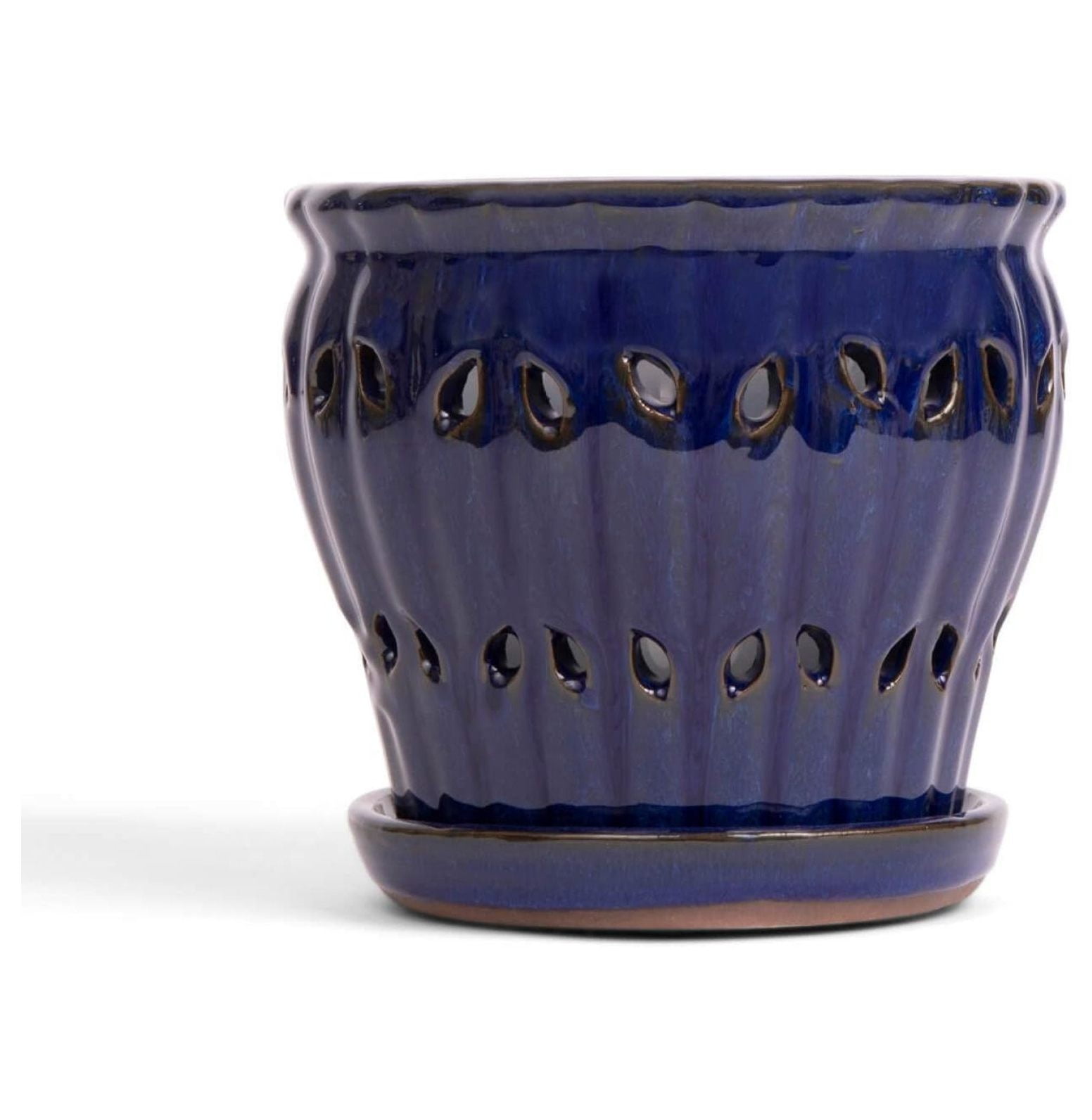 6" Pinwheel Fluted Ceramic Plant Pot (Midnight Blue) - Great for ...