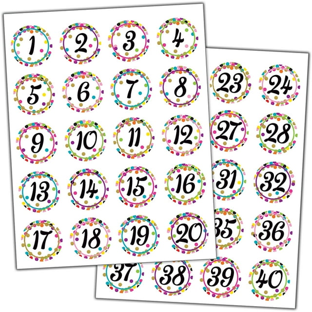 (6 Pk) Confetti Numbers Stickers - Walmart.com