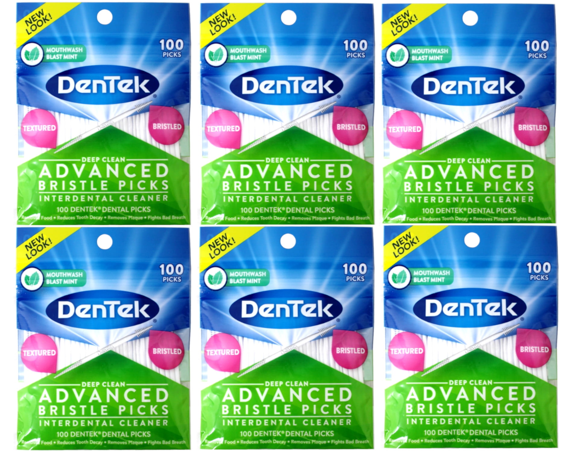6 Pk DenTek Dental Picks Deep Clean Mint Toothpicks Plaque Removers ...