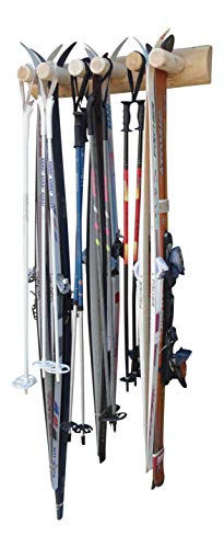 6-Place Log Ski Rack, Ski Storage Rack for Garage, Outdoor Ski Wall ...
