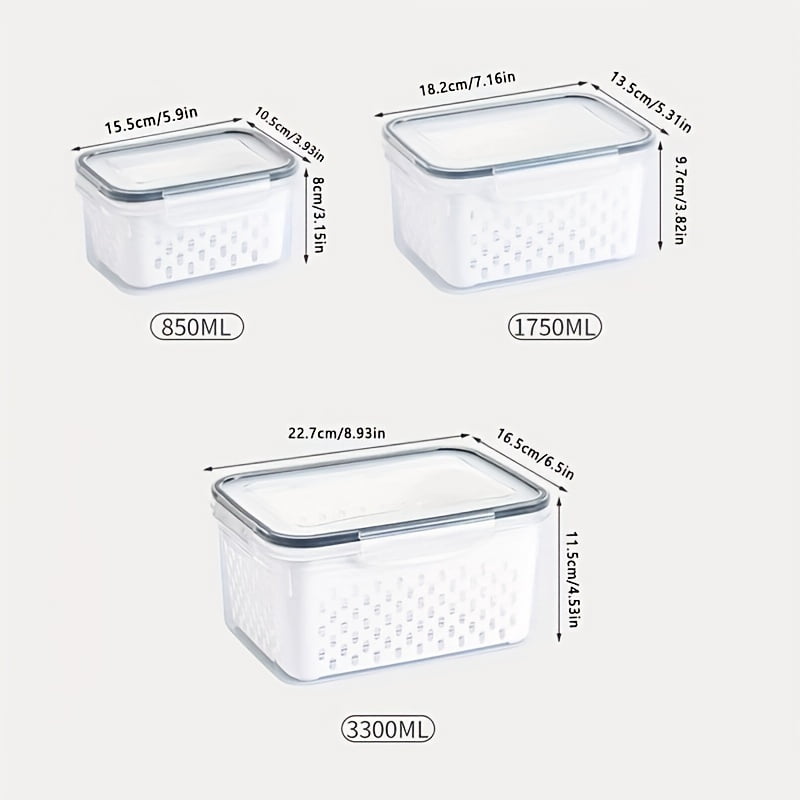 6 Plastic Food Storage Containers With Lid For Refrigerator - Clear ...