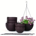 6 Plastic Hanging Ball Flower Pots with Honeycomb & Rattan Patterns ...