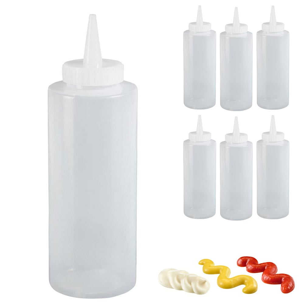 6 Plastic Squeeze Squirt Condiment Bottles Dispenser Ketchup Oil ...