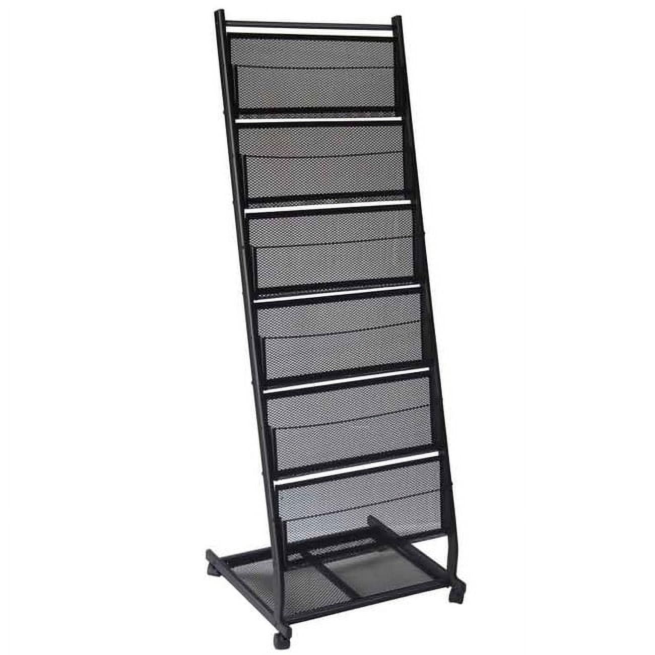 Signworld America 6 Pocket Mobile Literature Rack, Black Finish, Wire ...