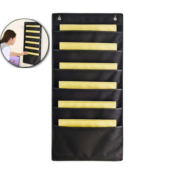 6-Pocket Wall Mounted File Organizer, Hanging Chart Storage System ...