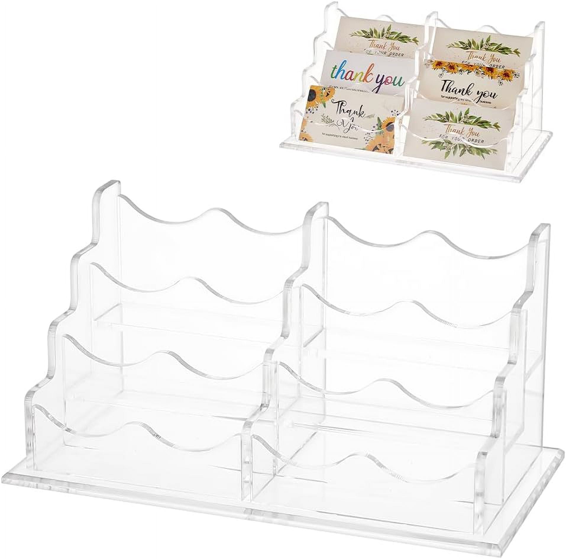 6 Pockets 2 Tiers Acrylic Business Card Holder 8.1x4.3x4.3 inch ...