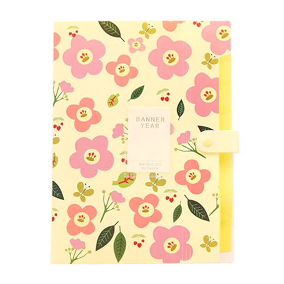 6 Pockets Expanding File Folder Flower Pattern File Organiser Sorting ...