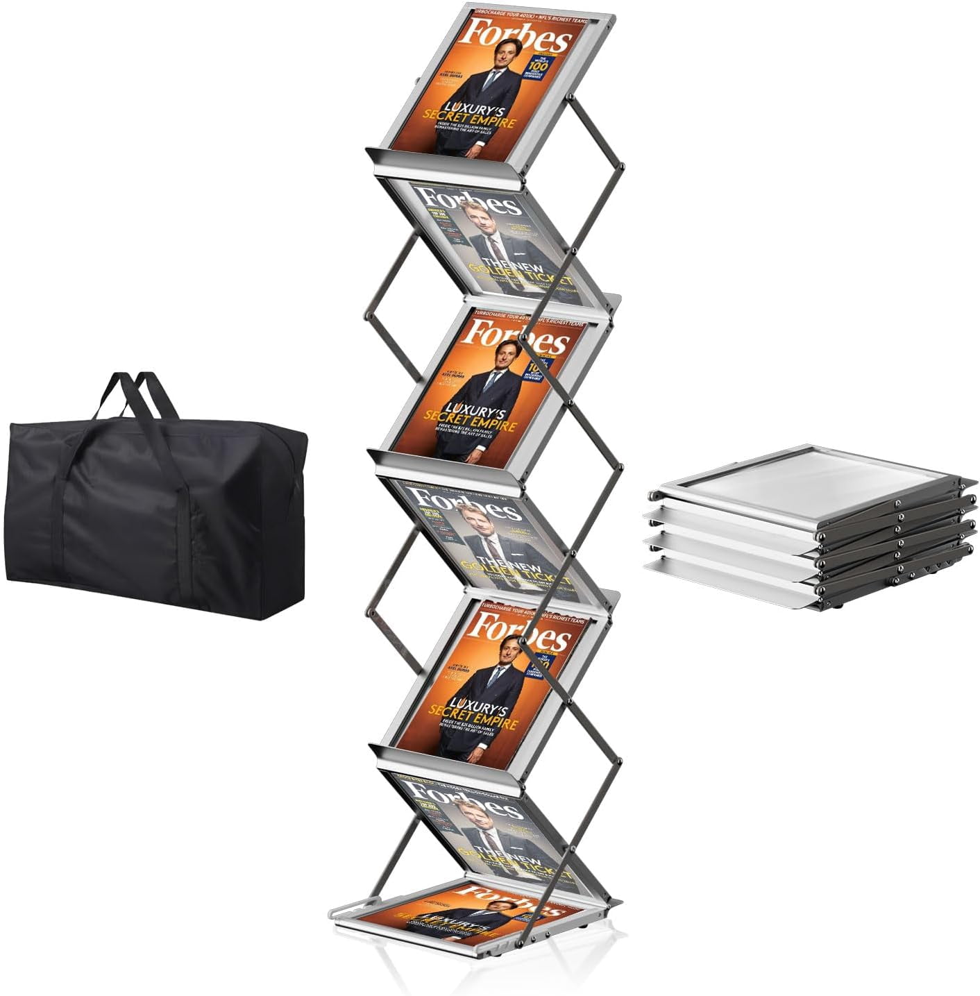 6 Pockets Foldable Magazine Holder Stand, Portable Literature Floor ...