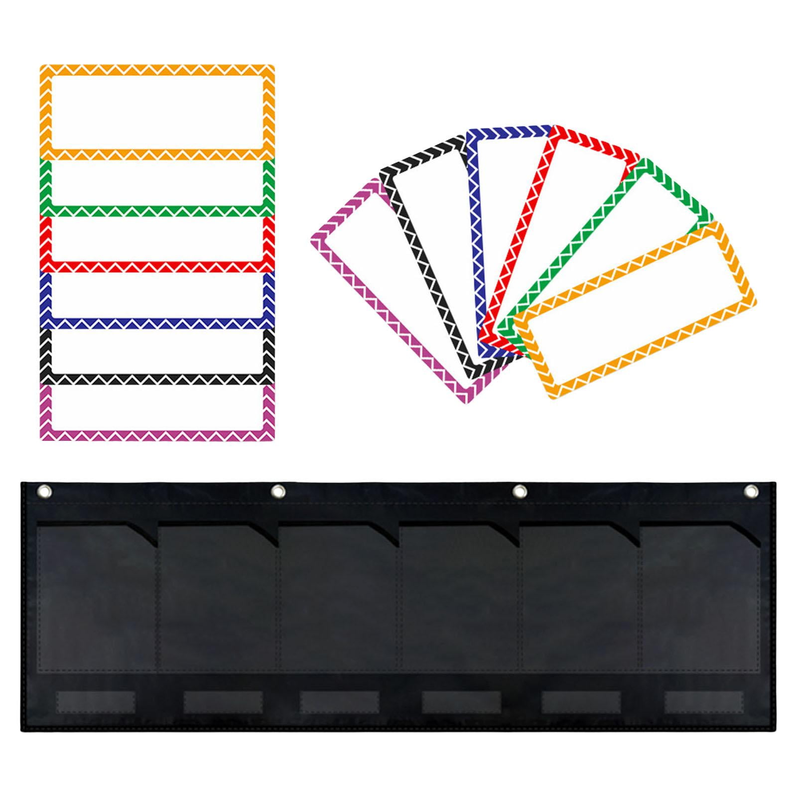 6 Pockets Wall Pocket Chart with Labels Window Hanging Storage Pocket ...