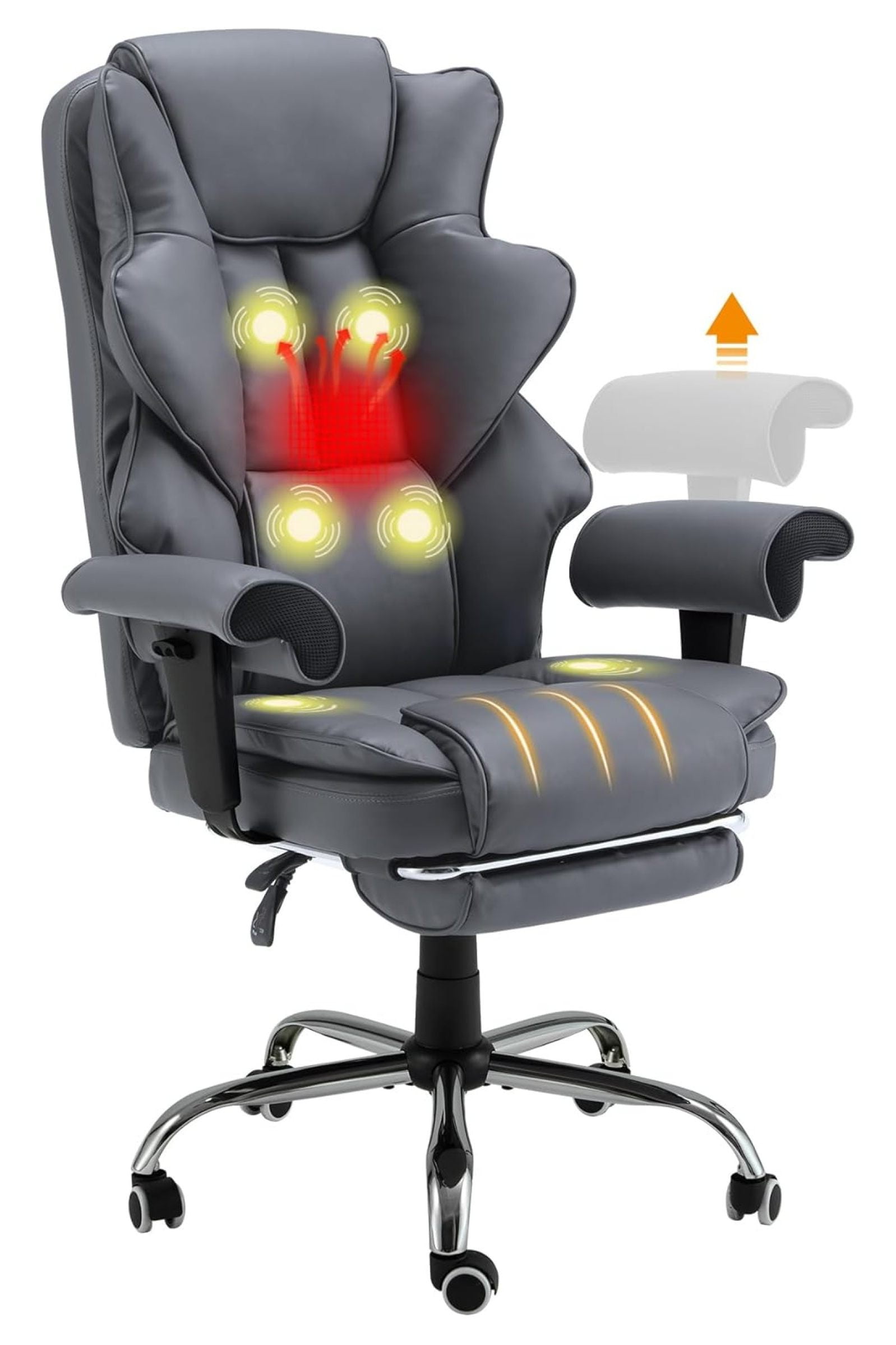 6-Point Massage Executive Chair,Heat Office Chair,Ergonomic Home Office ...