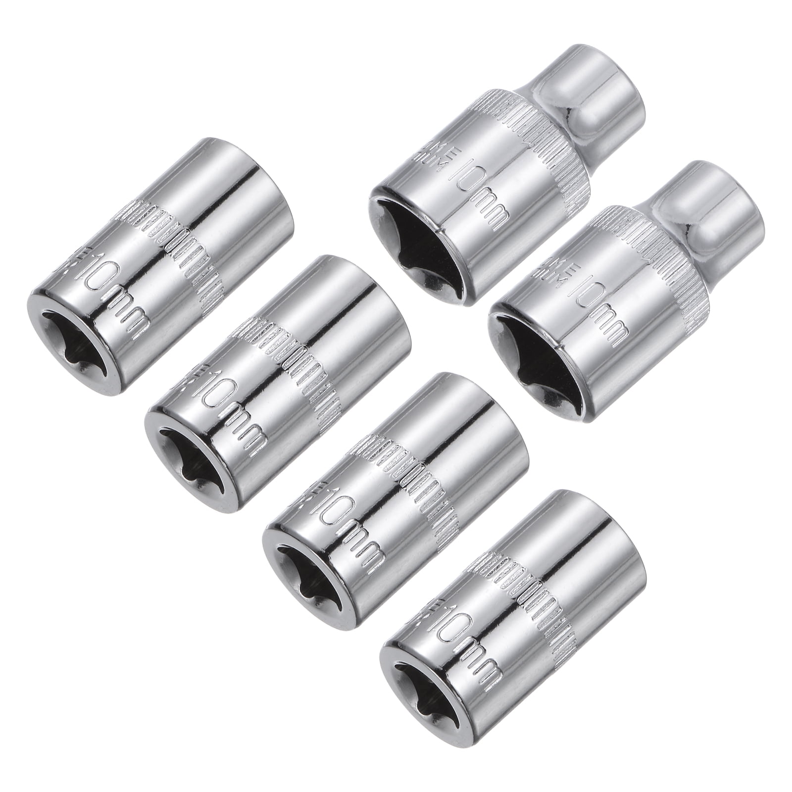 Uxcell 6-Point Shallow Socket 10mm 2Pcs 3/8" and 4Pcs 1/4" Drive Cr-V ...