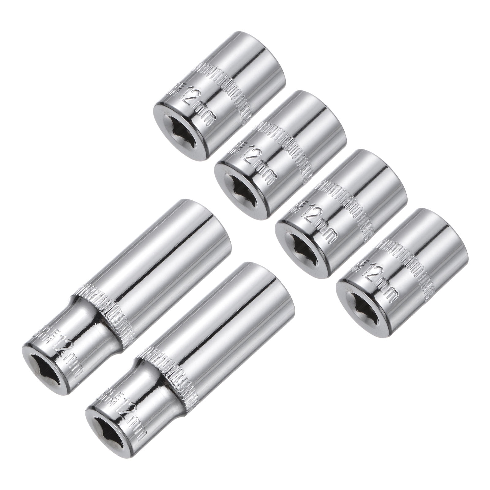 6-Point Shallow Socket, 12mm 1/4 Drive 4pcs Deep Socket & 2pcs Shallow ...