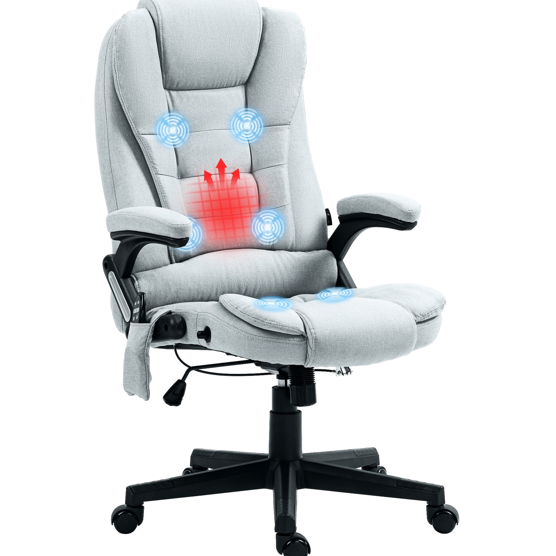 6 Point Vibrating Massage And Heating Office Chair , Gray - Reclining ...