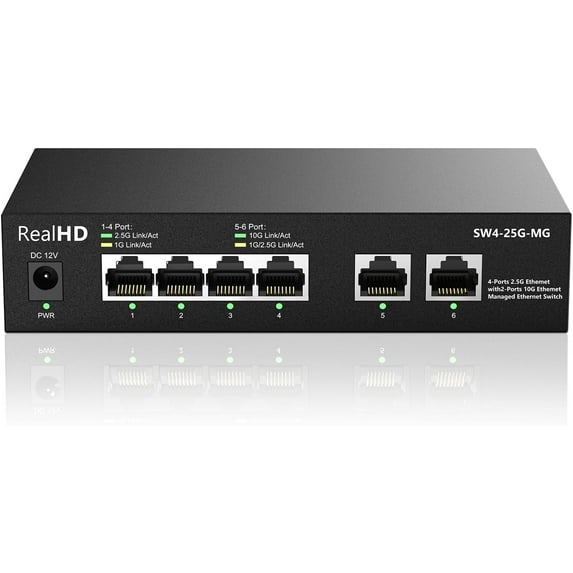 6-Port 10Gb Web Managed Ethernet Network Switch | 2 x 10Gb RJ-45 Ports ...