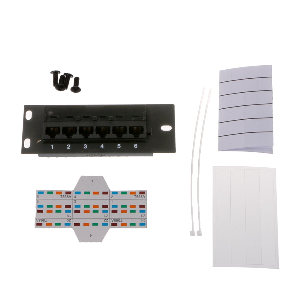 6 Port CAT5e RJ45 Pass-Thru Patch Panel with Mounting Bracket for ...