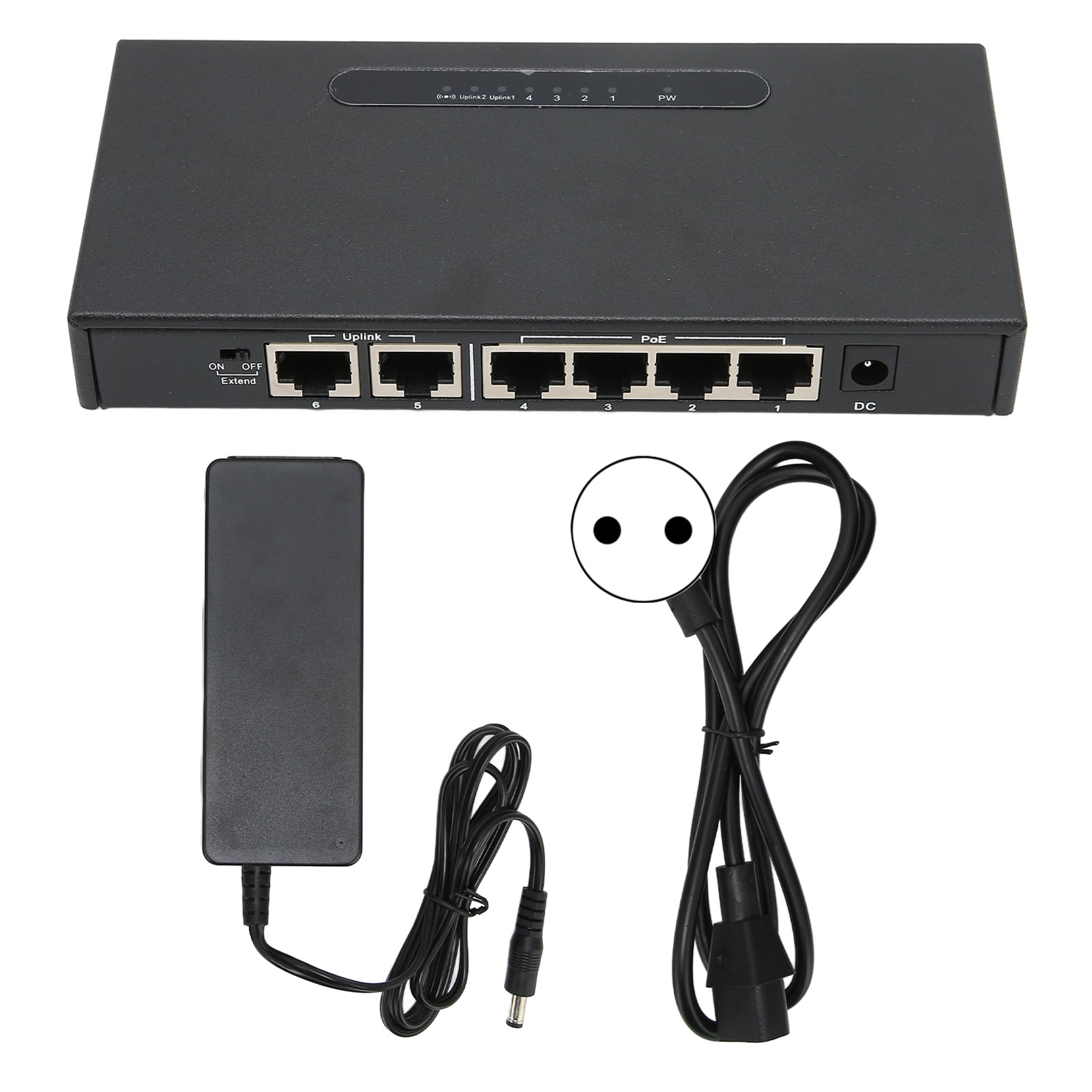 6 Port PoE Switch 250m Transmission Distance Intelligent Current ...
