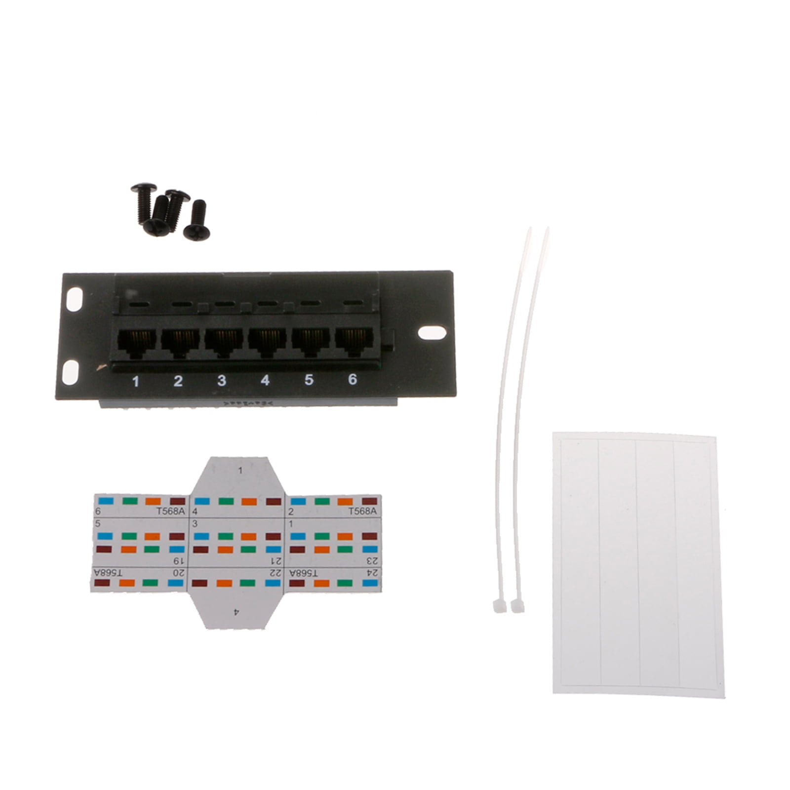 6 Port Straight-through CAT5e Patch Panel RJ45 Cable Adapter Keystone ...