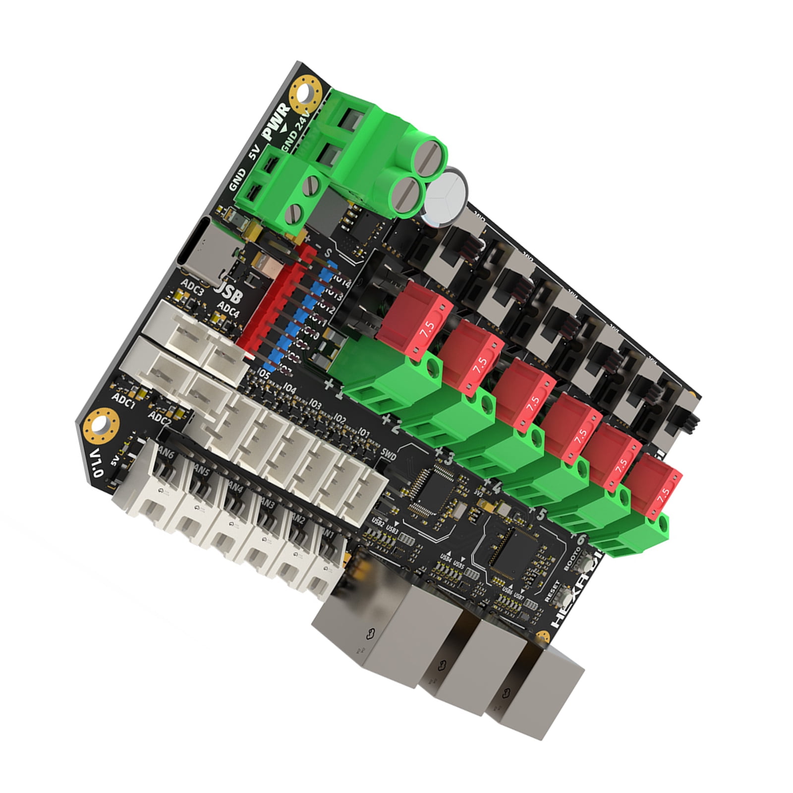 6 Port USB2.0 Hub Hexa Distro Fusions With CAN2.0 Connectors And 24V ...
