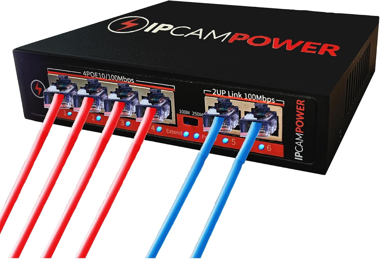 6 Port Unmanaged POE Switch, 4 Port POE+ & 2 Ethernet Uplink, 802.3at ...