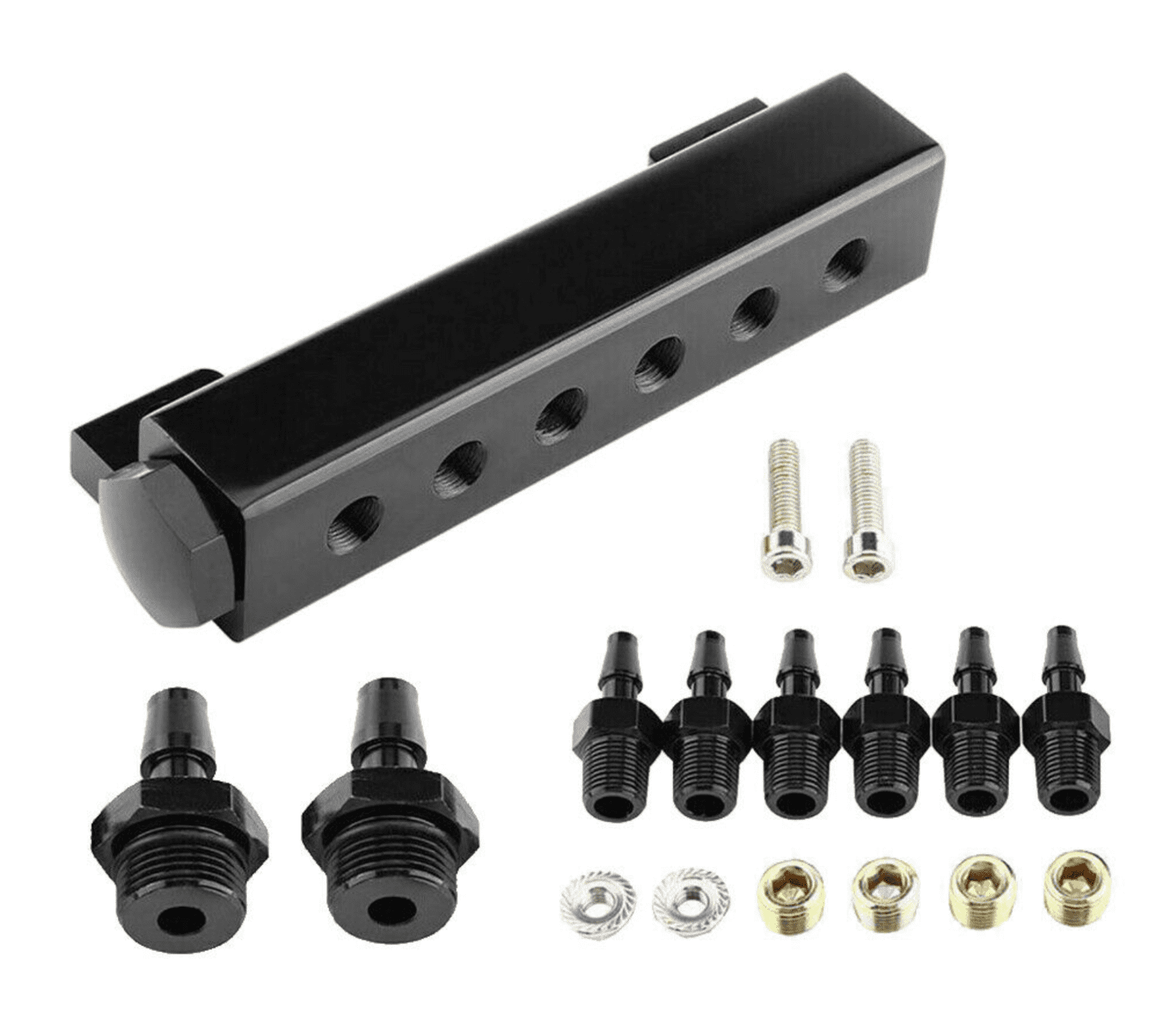 6 Port Vacuum Block Intake Manifold Kit Fuel Wastegate Turbo Boost NOS ...