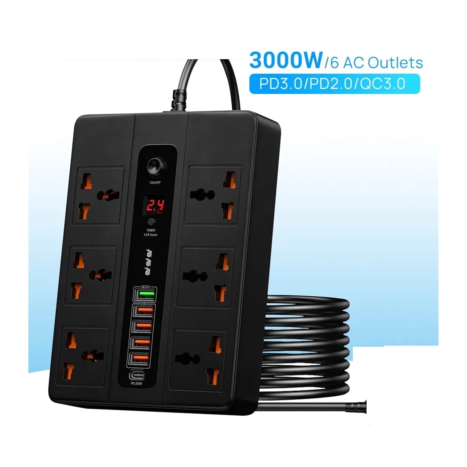 6 Ports 20W PD QC3.0 USB Fast Charger Type C Quick Charge Station ...