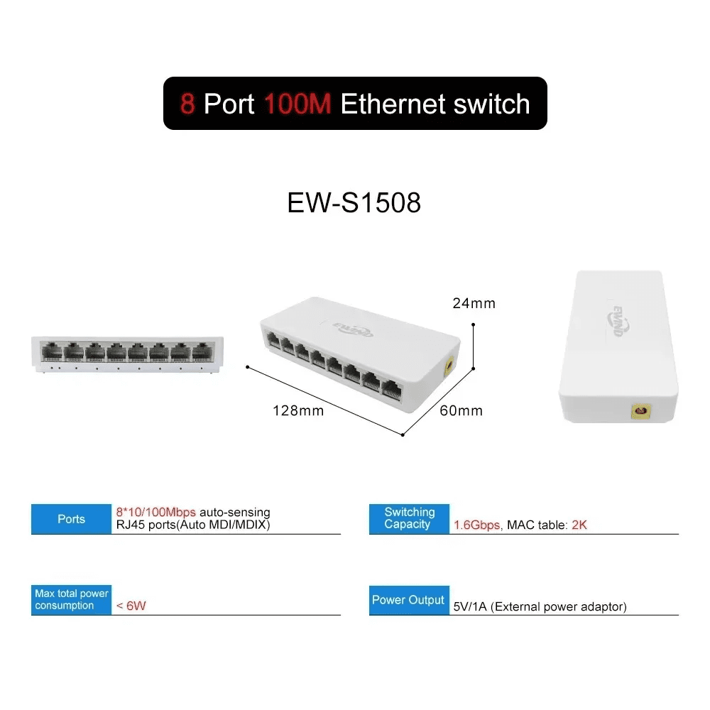 6 Ports POE Switch 100Mbps Smart IP 48V Switch POE Standard RJ45 ...