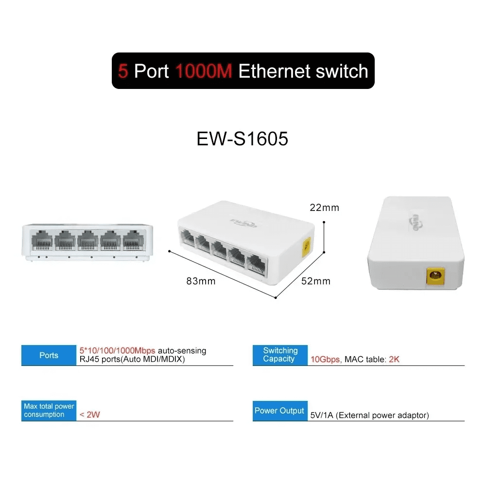 6 Ports POE Switch 100Mbps Smart IP 48V Switch POE Standard RJ45 ...