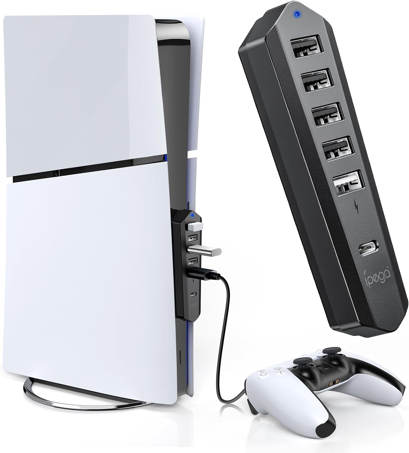 6 Ports USB Hub for PS5 Slim Console Disc ＆ Digital 2023, High-Speed ...