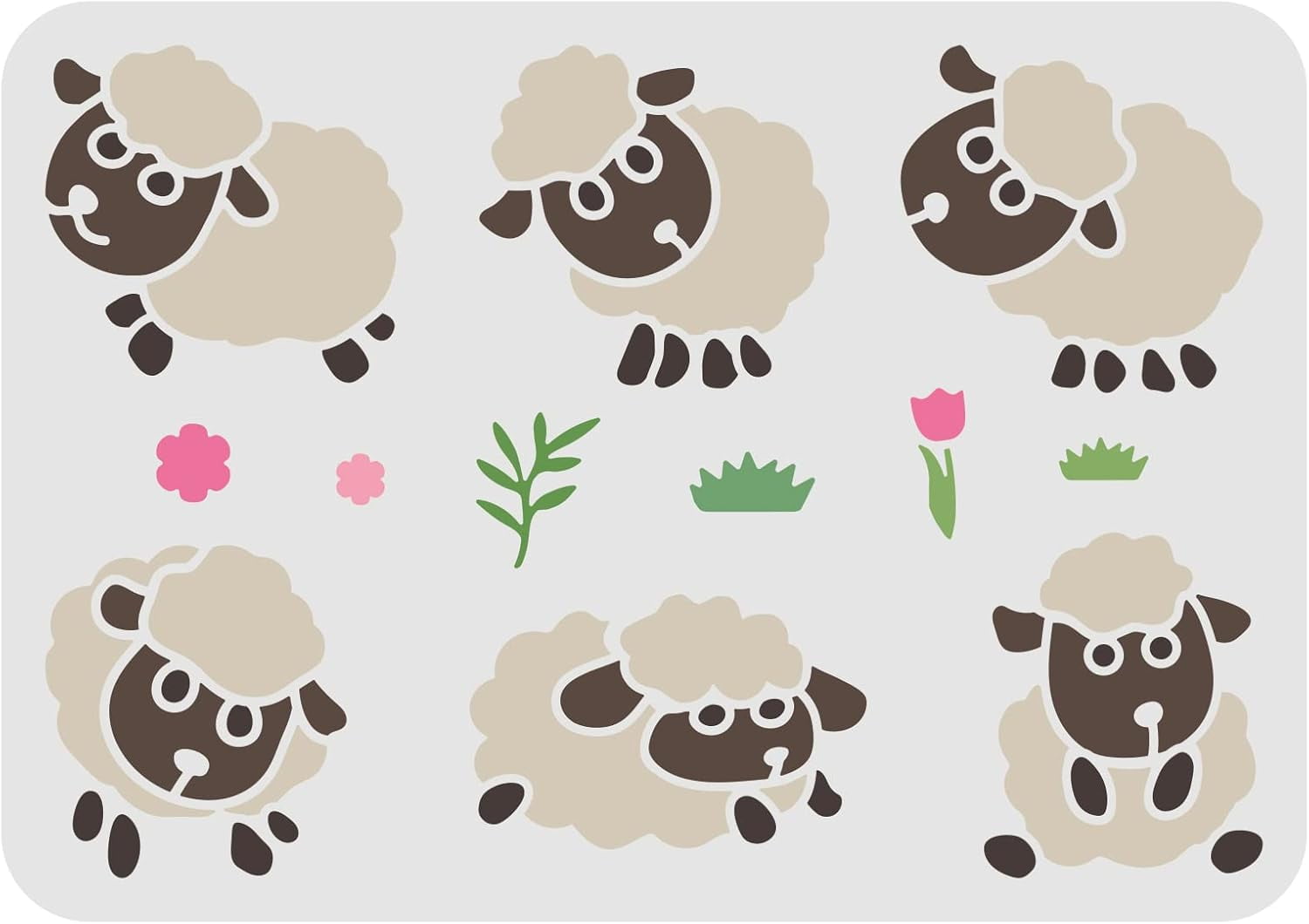 6 Poses Sheep Stencils for Painting 11.7x8.3 inch Large Reusable Farm ...
