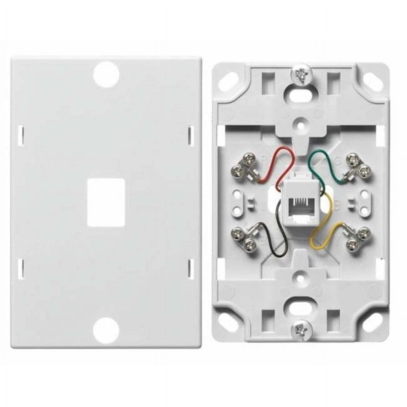 6-Position & 4-Conductor Telephone Wall Jack, White - Walmart.com