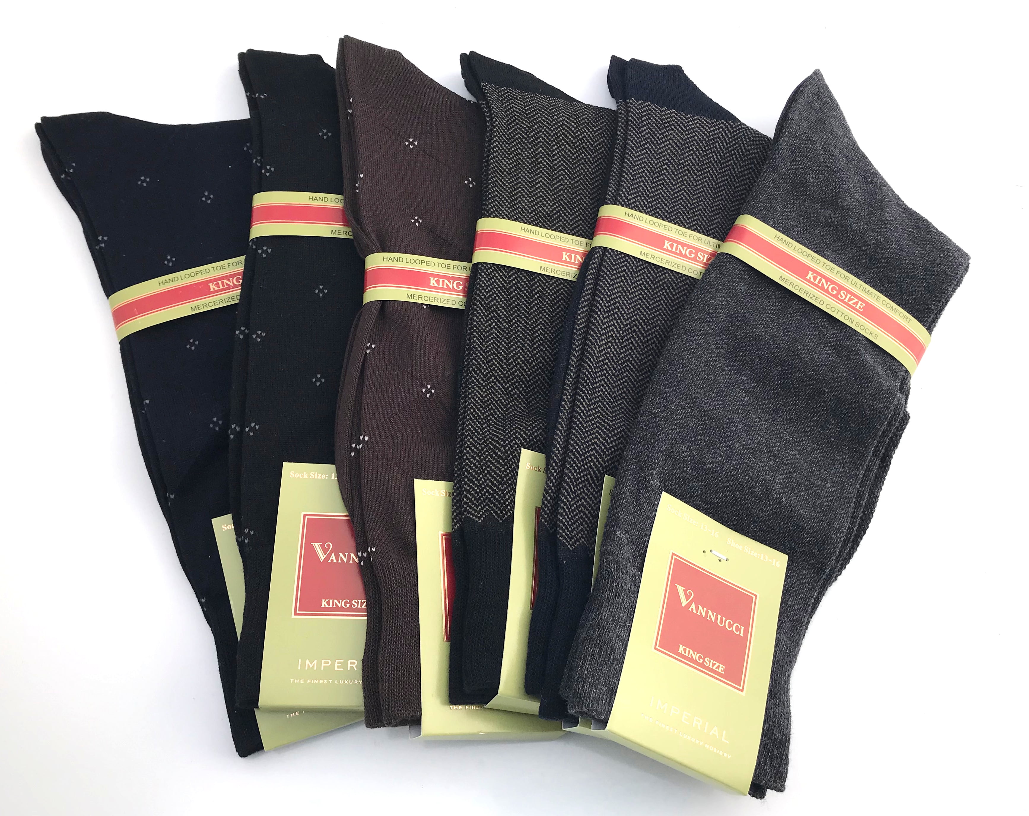Designer Men's Dressy Thin Crew Business Socks, Big Tall Size 13-15 ...
