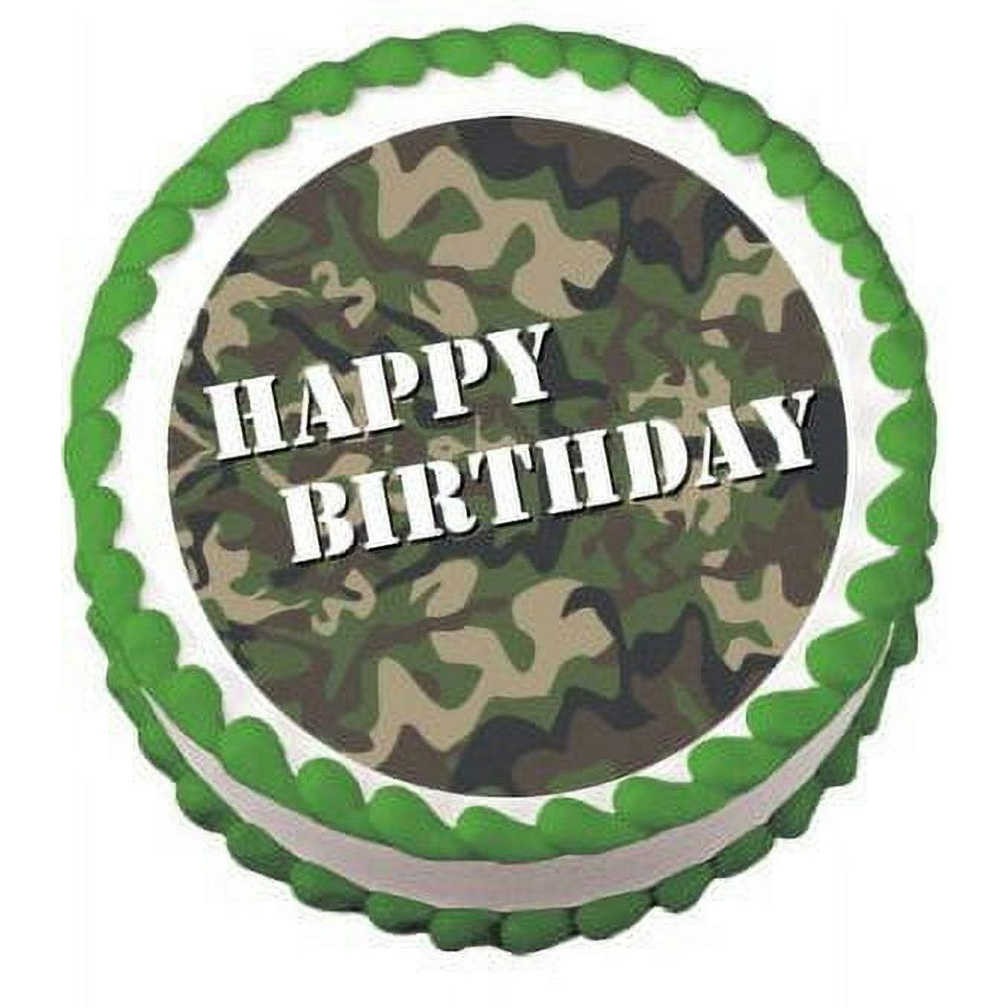 6" Pre-Cut Round Military Army Camoflage Birthday Party Edible Image ...
