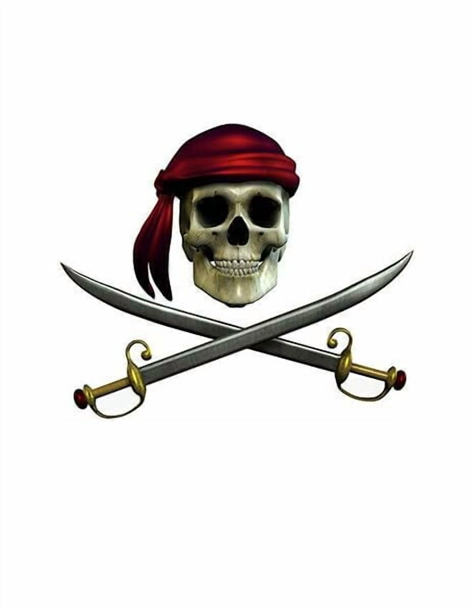 6" Pre-Cut Round Skull Pirate Sword Pirate Birthday Themed Edible Image ...