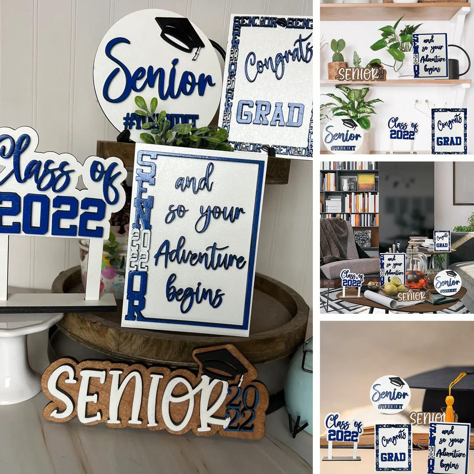 Graduation Tiered Tray Decor Set Farmhouse Wood Class of 2025 Table ...