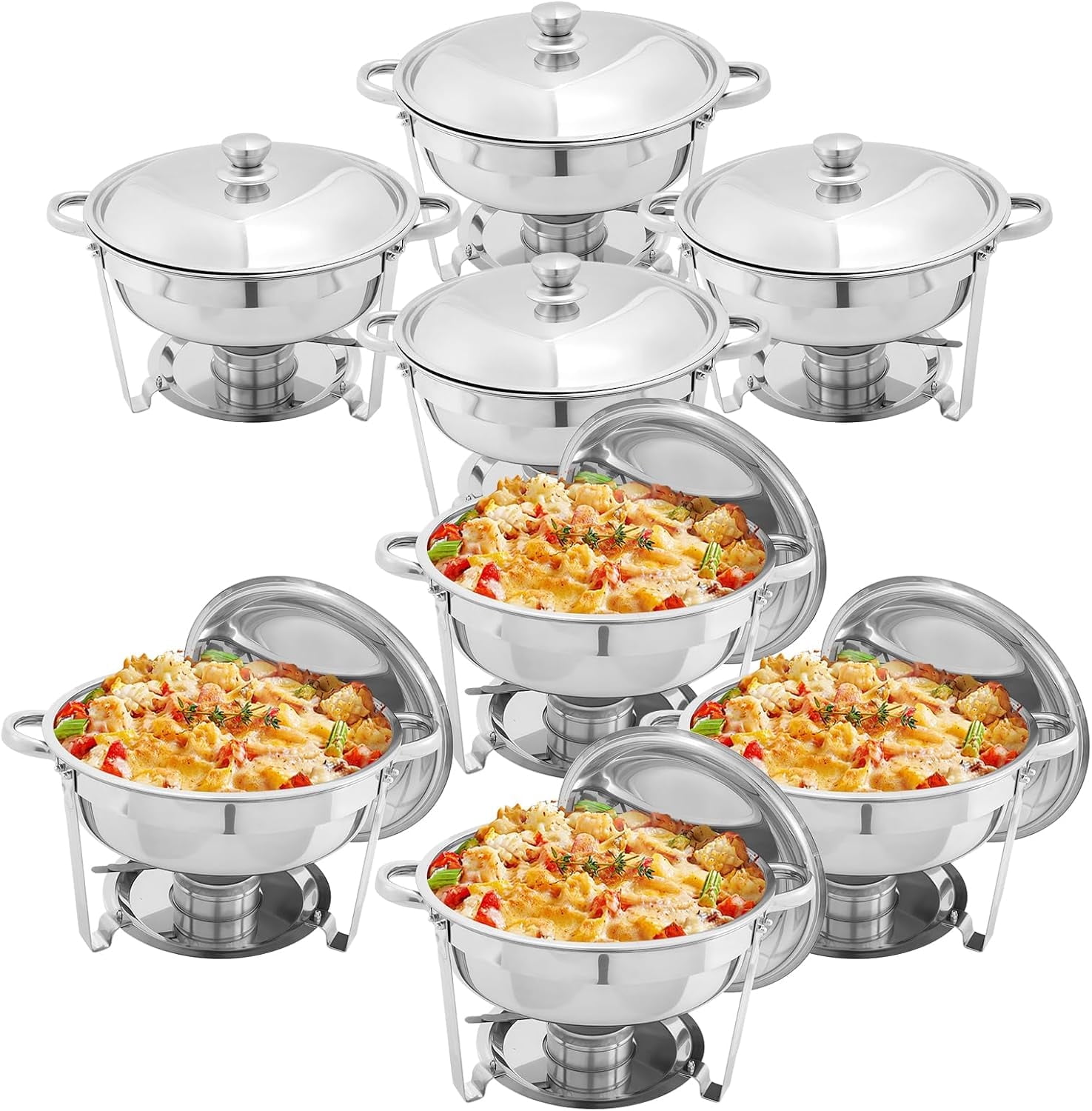 6 QT/6L Chafing Dishes 8 Pack, Round Chafing Dish Buffet Set, Premium ...