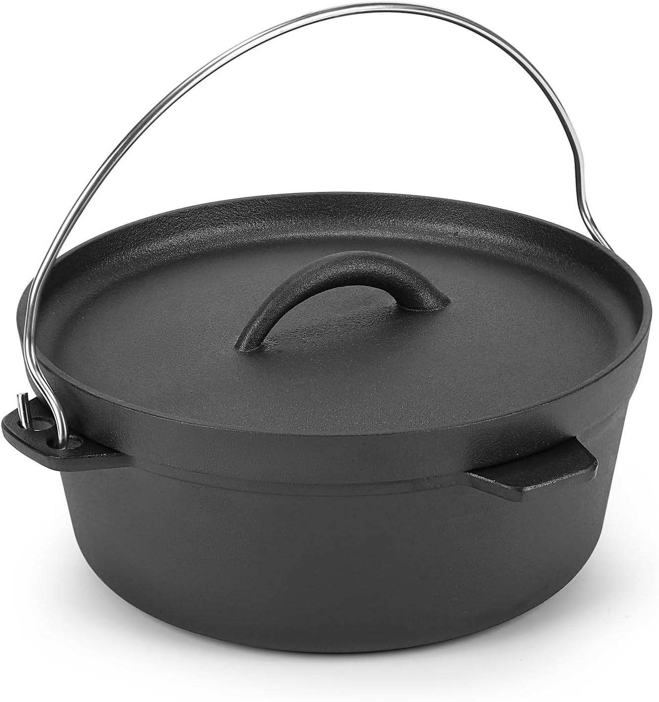 6 QT Basics Cast Iron Dutch Oven Pot with Lid and Dual Handles, Oven ...