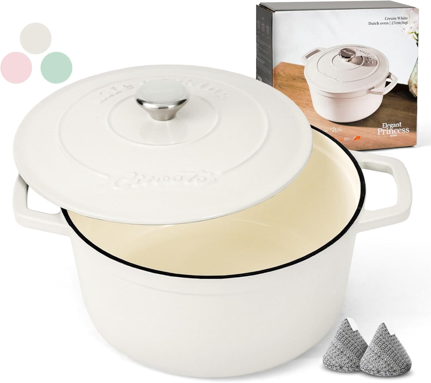 6 QT Dutch Oven Pot with Lid, Enameled Cast Iron Dutch Oven for Bread ...