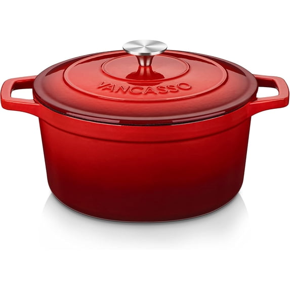 6 QT Enameled Cast Iron Dutch Oven with Lid, Dual Handles for Bread ...