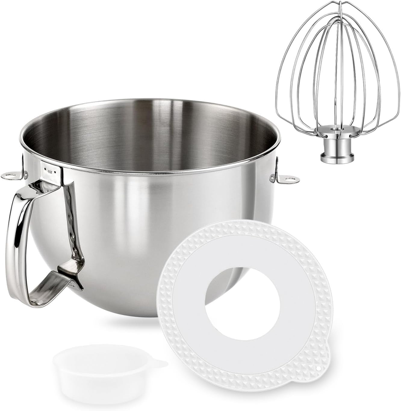 6 QT Stainless Steel Mixer Bow & K256WW Whisk for Kitchen aid 5.5-6 ...