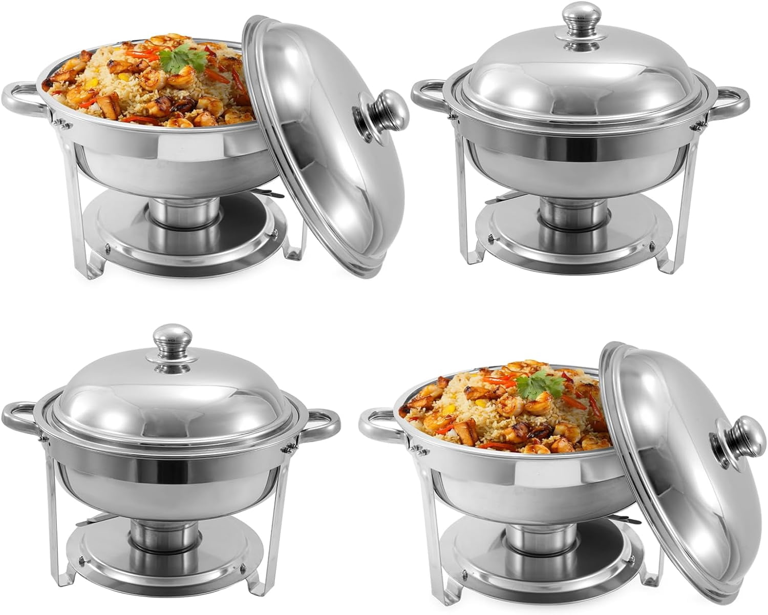 6 Qt 4 Packed Full Size Stainless Steel Chafing Dish Buffet Set, Silver ...