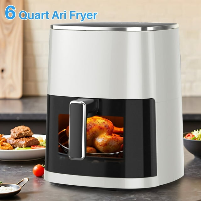 6 Qt Air Fryer, Sliver 12-in-1 Functions Air Fryer, Automatic Shutoff ...