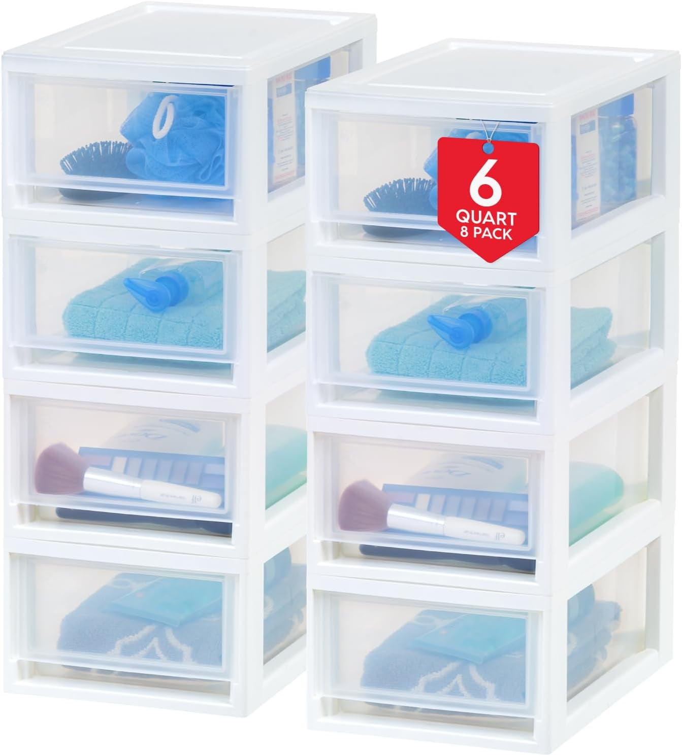 6 Qt. Plastic Drawer Storage Organizer Stacking Drawers, 8-Pack ...