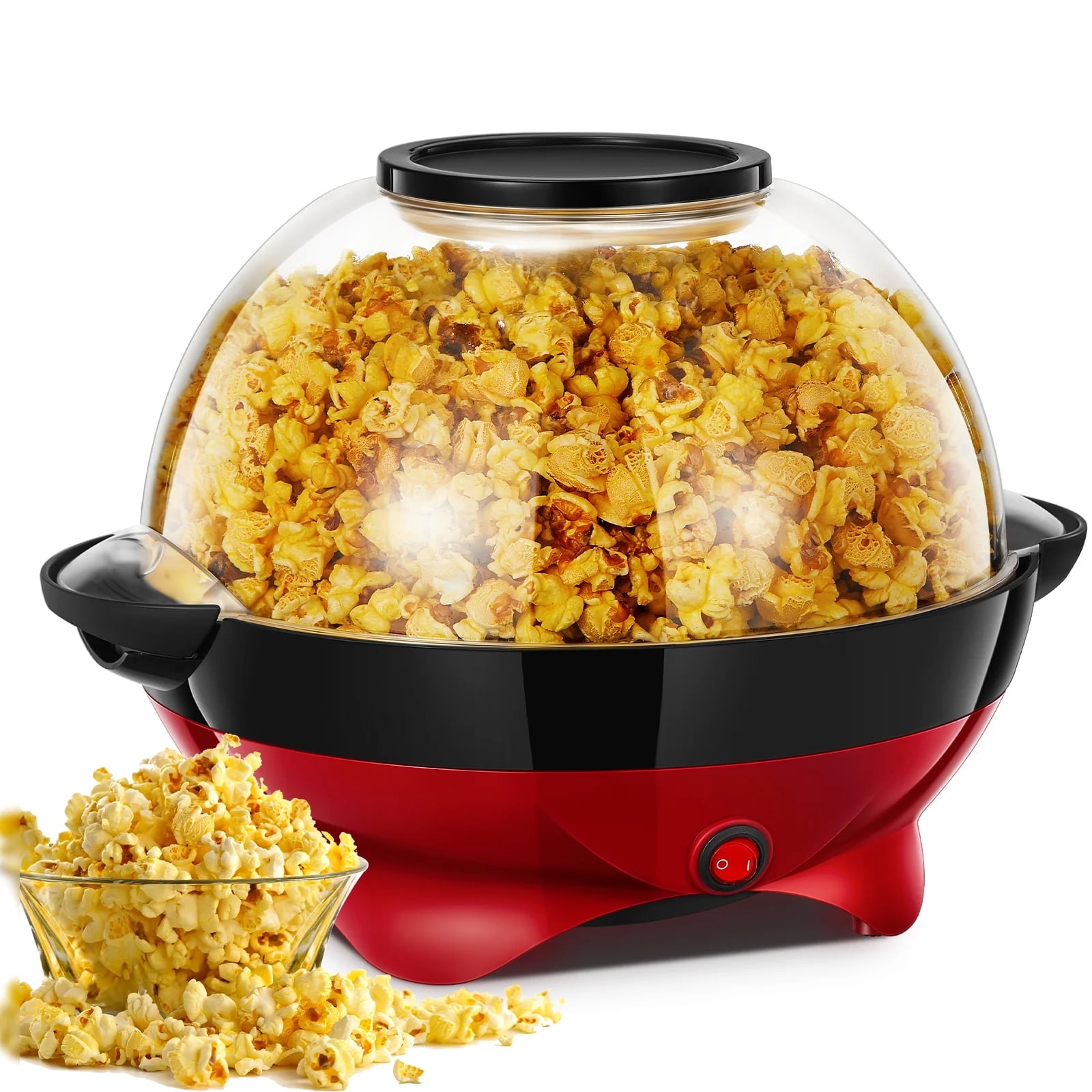 6 Qt. Stirring Electric Popcorn Popper, Fully Automatic Popcorn Machine ...