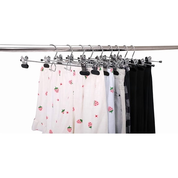 6 Quality Pants Hangers Heavy Duty Add-on Skirt/Slack Metal Hanger ...
