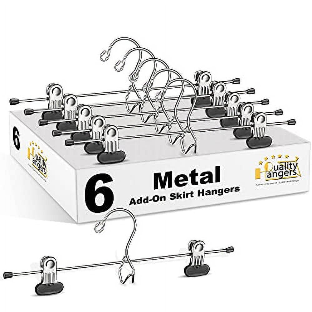 6 Quality Pants Hangers Heavy Duty Add-on Skirt/Slack Metal Hanger ...